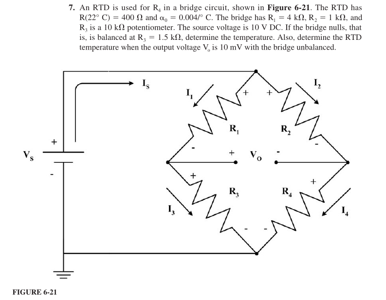 Solved An RTD is used for R4 in a bridge circuit, shown in | Chegg.com