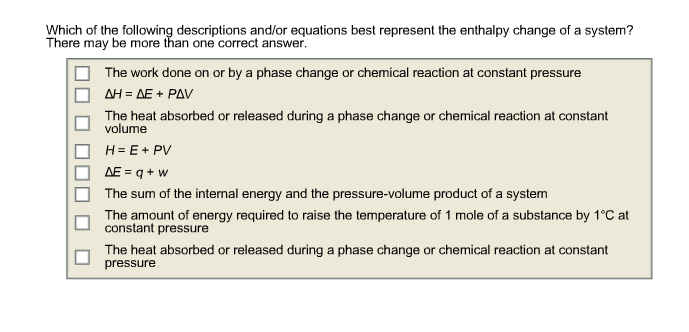 Solved Which of the following descriptions and/or equations | Chegg.com