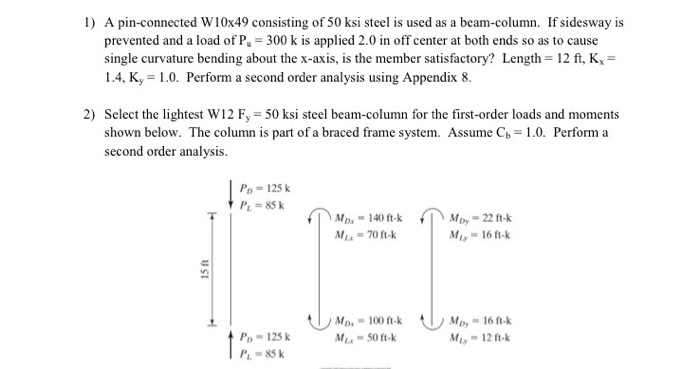Solved A pin-connected W10x49 consisting of 50 ksi steel is | Chegg.com