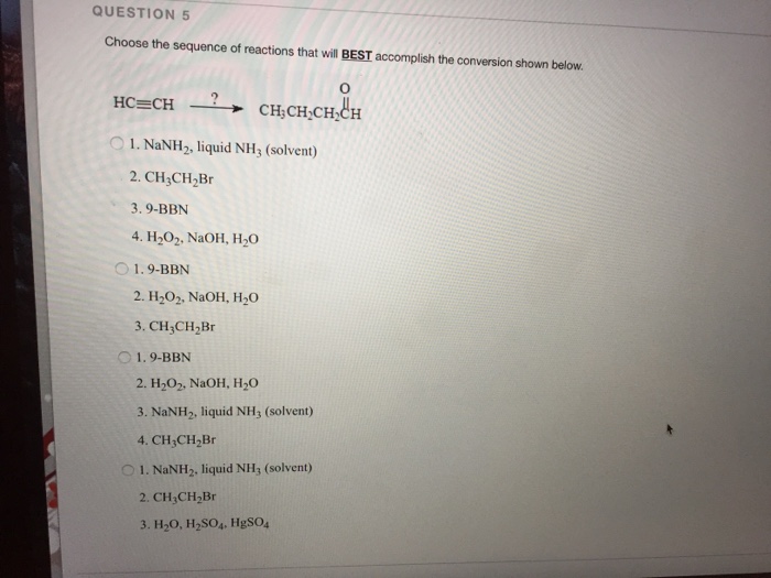 Solved Choose the sequence of reactions that will BEST | Chegg.com