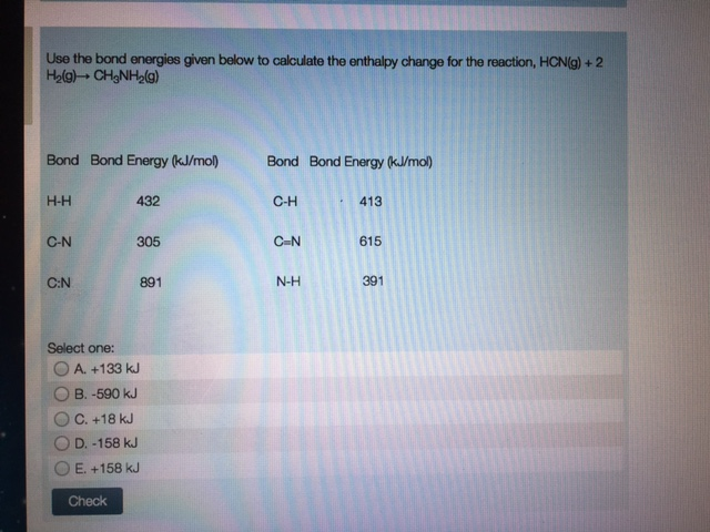 Solved Use the bond energies given below to calculate the | Chegg.com