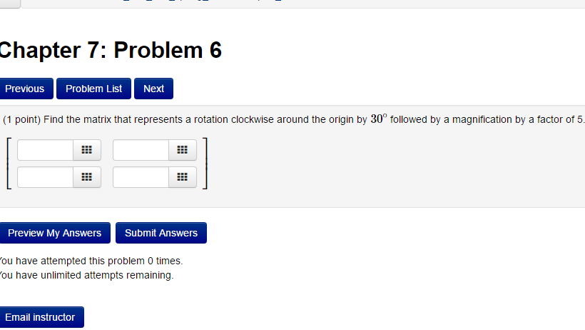 Solved Find the matrix that represents a rotation clockwise | Chegg.com