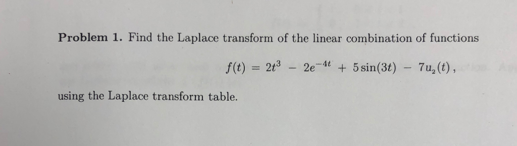 Solved Problem 1. Find the Laplace transform of the linear | Chegg.com