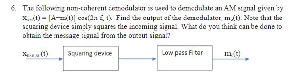 Solved The following non-coherent demodulator is used to | Chegg.com