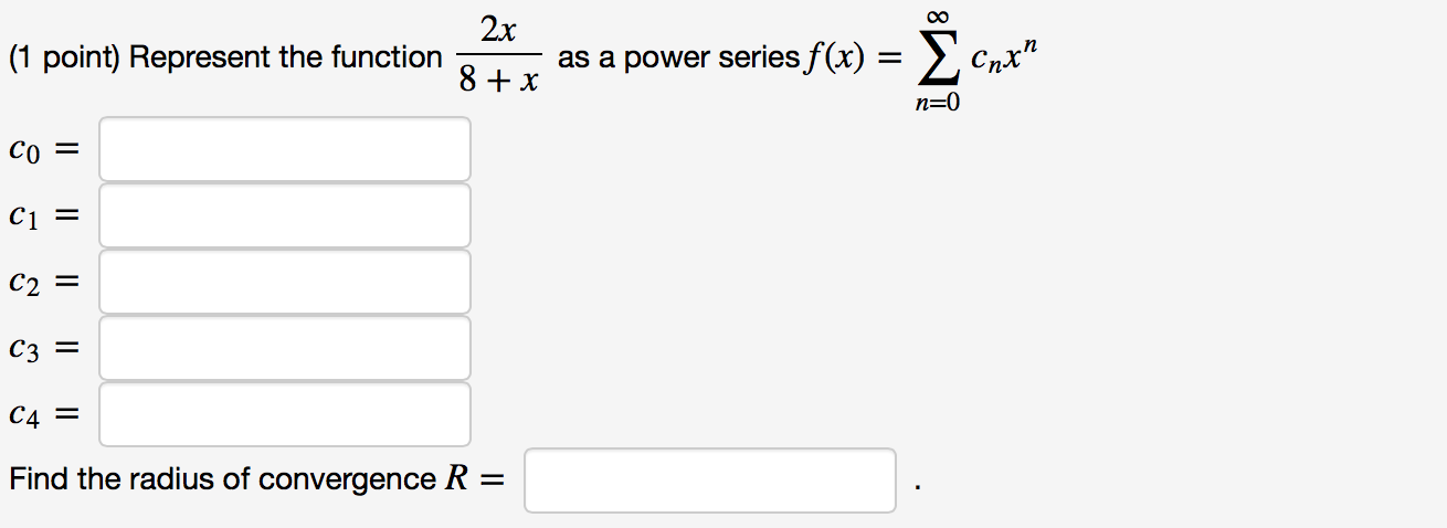 Solved (1 point) Represent the function as a power series | Chegg.com