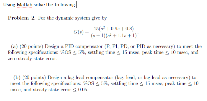 Solved Using Matlab