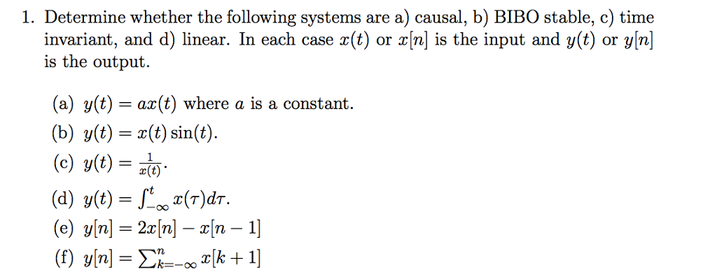 Solved Determine whether the following systems are a) | Chegg.com