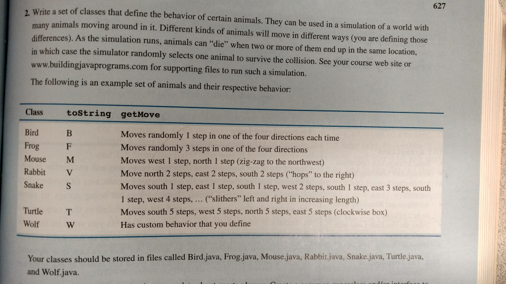 Solved 627 2 Write a set of classes that define the behavior | Chegg.com