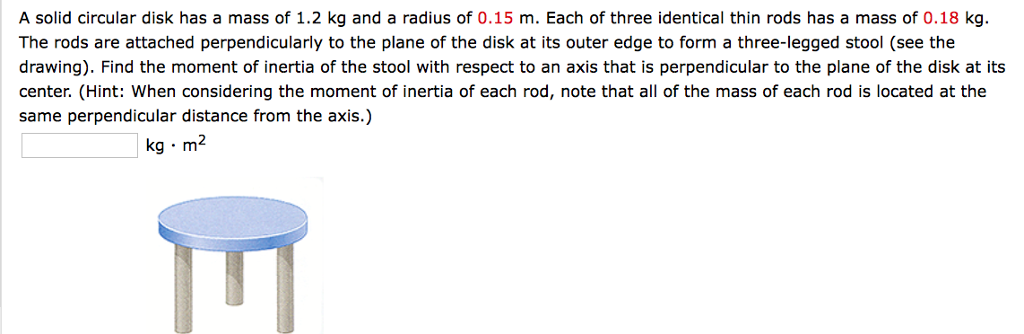 Solved A solid circular disk has a mass of 1.2 kg and a | Chegg.com
