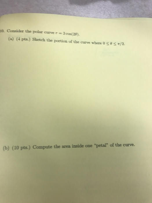 Solved Consider the polar curve r = 3 cos (2 theta) Sketch | Chegg.com