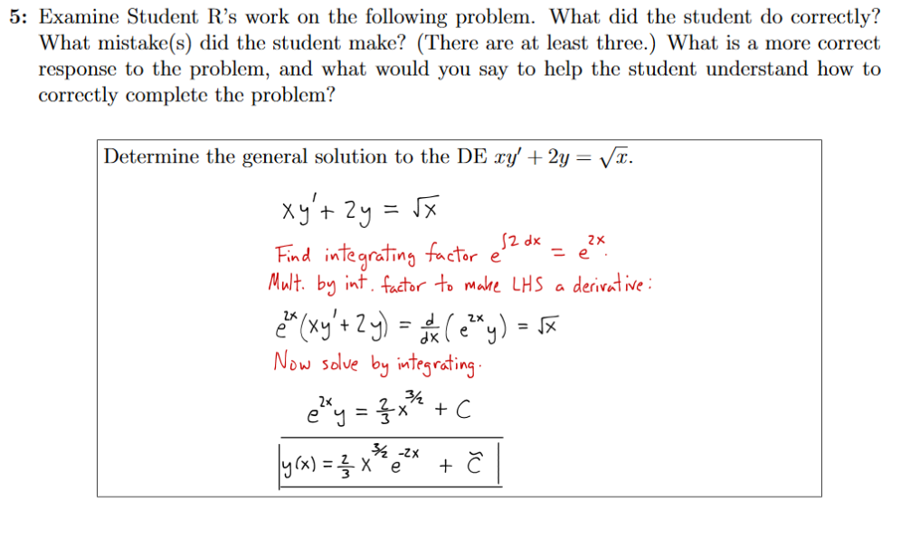 Solved Examine Student R's work on the following problem. | Chegg.com