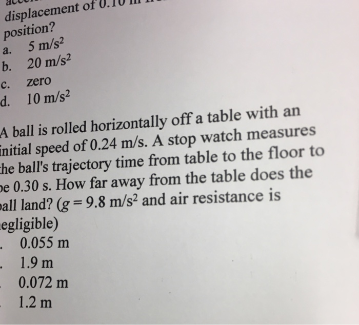 Solved A ball is rolled horizontally off a table with an | Chegg.com