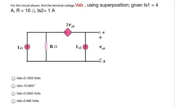 Solved For the circuit shown, find the terminal voltage Vab, | Chegg.com