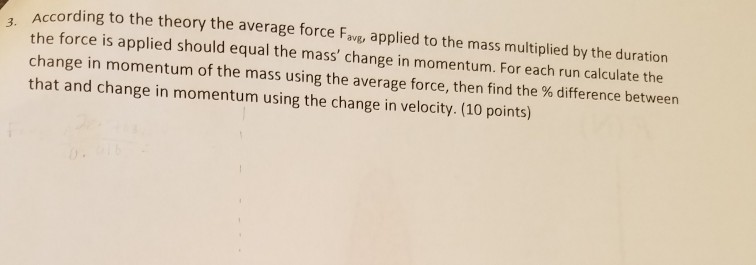 Solved According to the theory the average force Favw, | Chegg.com
