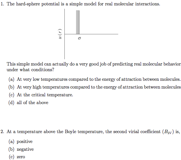 Solved The hard-sphere potential is a simple model for real | Chegg.com