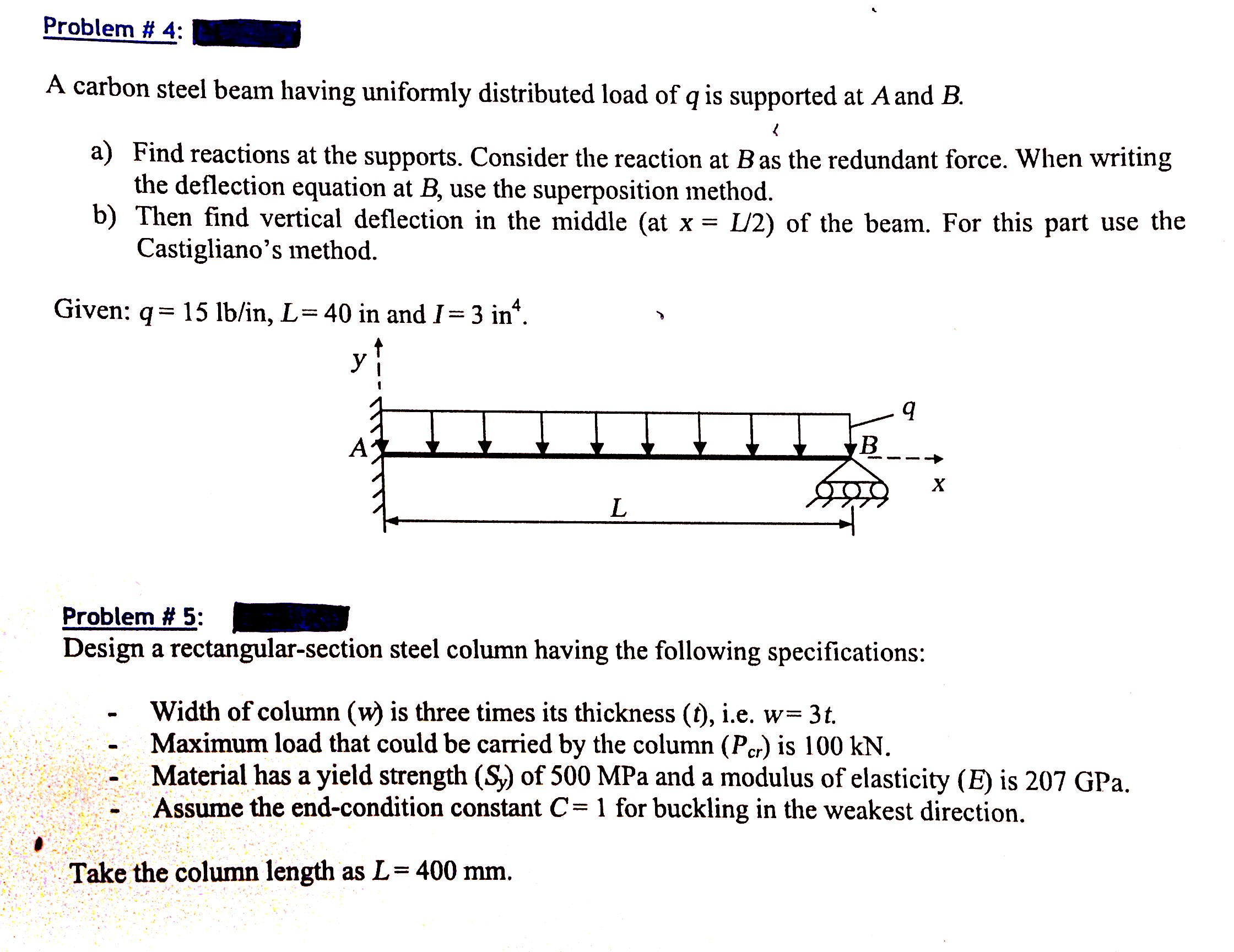 Solved Problem #4: A carbon steel beam having uniformly | Chegg.com