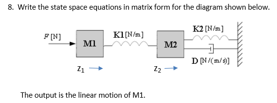 Solved 8. Write the state space equations in matrix form for | Chegg.com