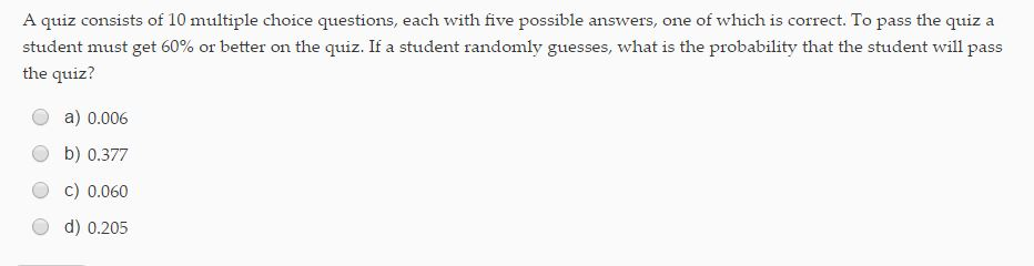 Solved A quiz consists of 10 multiple choice questions, each | Chegg.com