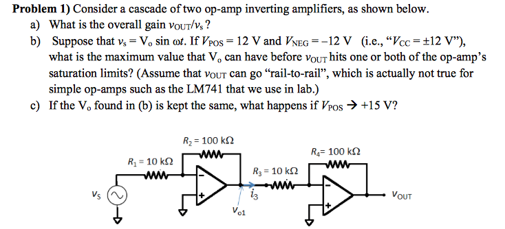 Consider a cascade of two op-amp inverting | Chegg.com