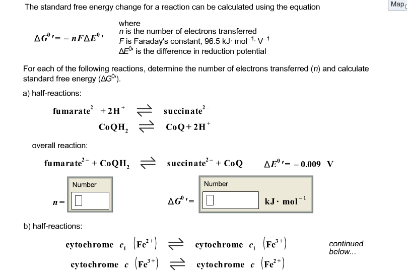 Solved Map The standard free energy change for a reaction | Chegg.com