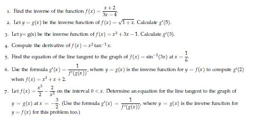 Solved Find the inverse of the function f(x) = x + 2/3x - 4. | Chegg.com