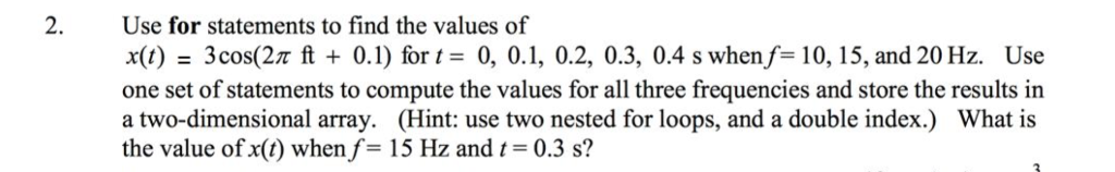 Solved 2. Use for statements to find the values of Se one | Chegg.com