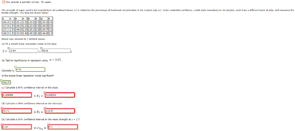 Solved Your answer is partially correct. Try again. The | Chegg.com