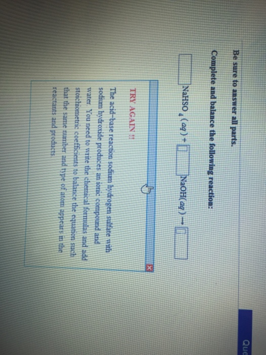 Solved Complete and balance the following reaction: | Chegg.com