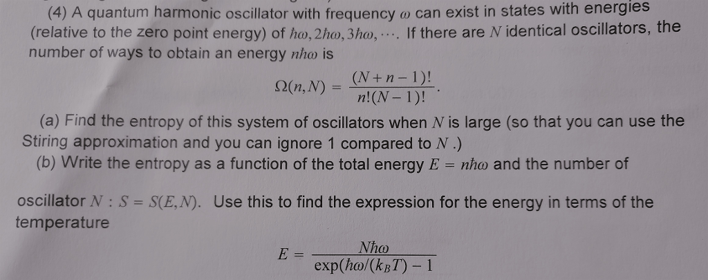 Solved A quantum harmonic oscillator with frequency omega | Chegg.com
