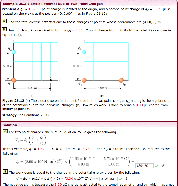 Solved Example 25.3 Electric Potential Due to Two Point | Chegg.com