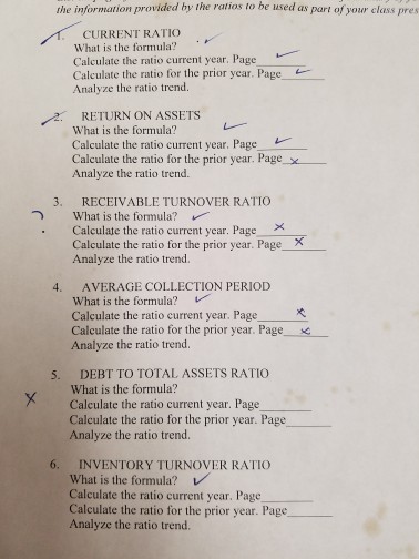 Solved the information provided by the ratios to be used as | Chegg.com