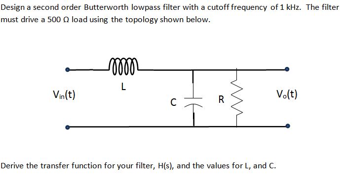 Solved Design a second order Butterworth lowpass filter with | Chegg.com Solved Design a second order Butterworth lowpass filter with | Chegg.com
