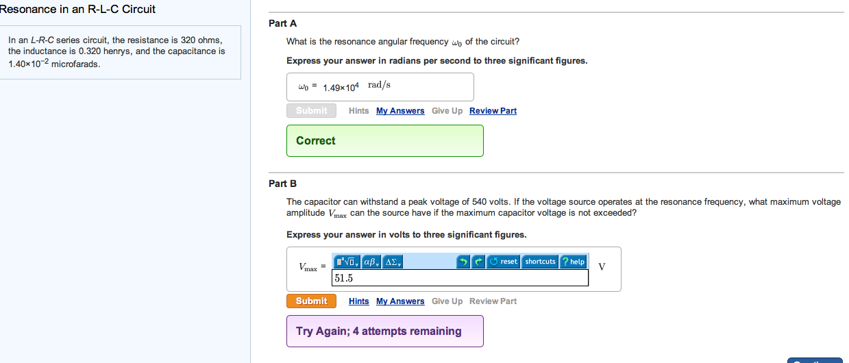 Solved In an L-R-C series circuit, the resistance is 320 | Chegg.com