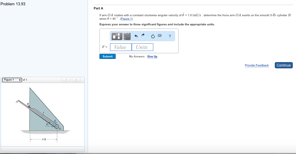 Solved If arm OA rotates with a constant clockwise angular | Chegg.com