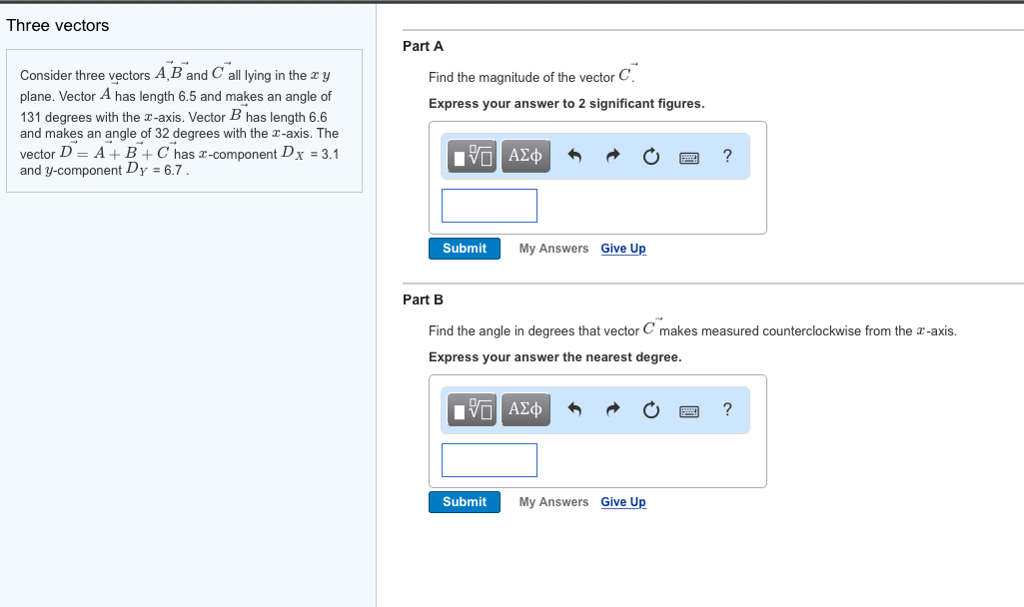 Solved Three vectors Part A Find the magntude of the vector | Chegg.com Solved Three vectors Part A Find the magntude of the vector | Chegg.com