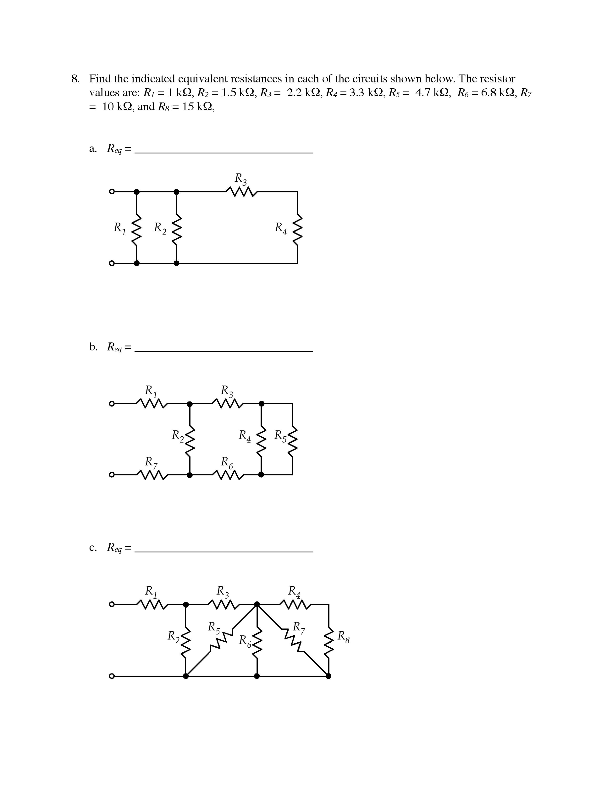 Solved Find the indicated equivalent resistances in each of | Chegg.com