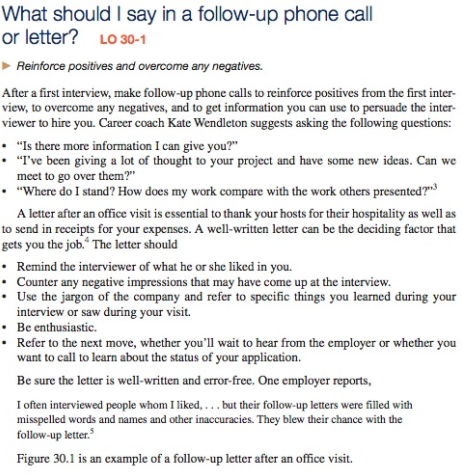 Solved What should I say in a follow-up phone call or | Chegg.com