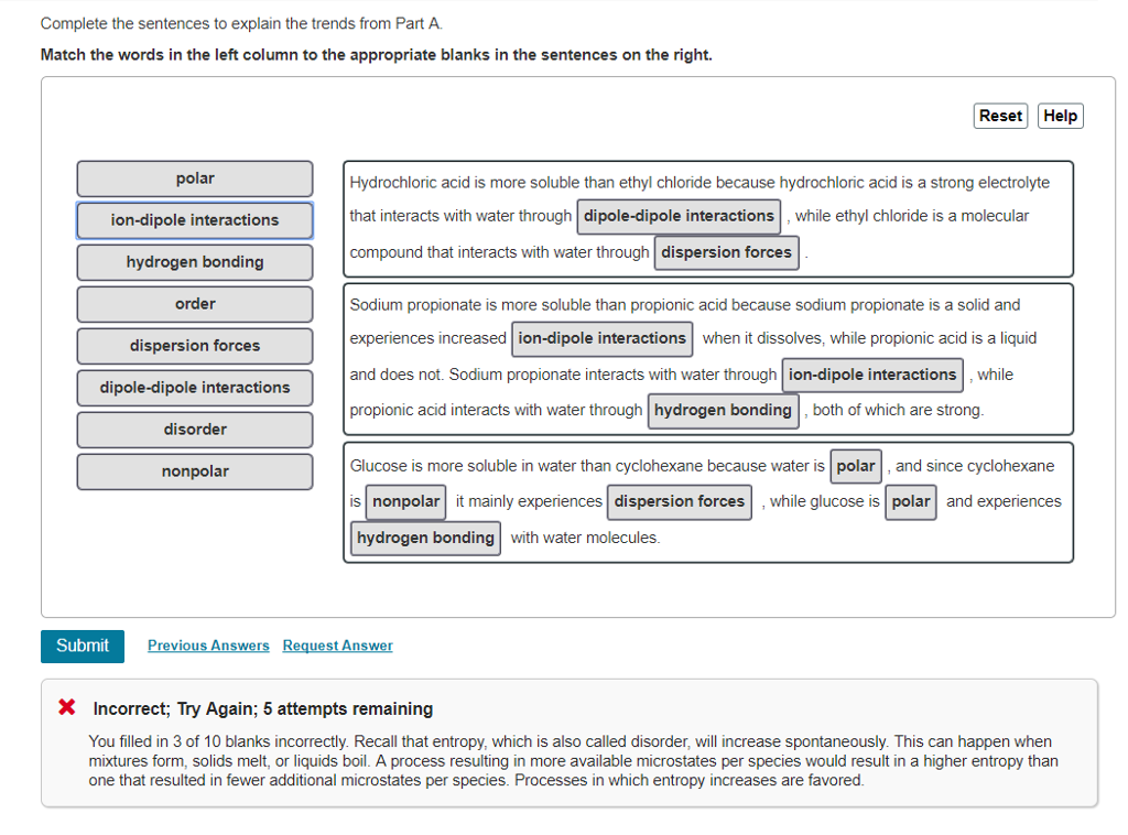 Solved Complete the sentences to explain the trends from | Chegg.com