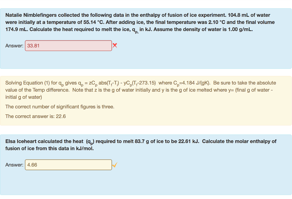 Solved Need help calculating the molar enthalpy of fusion of | Chegg.com