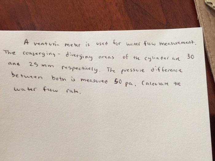 Solved A venture- meter is used for water flow measurement. | Chegg.com