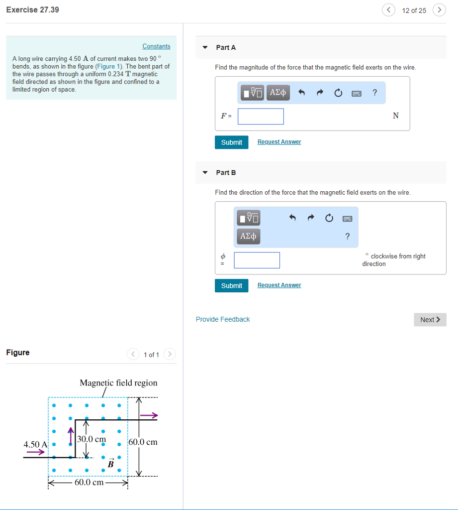 Solved Exercise 27.39 12 of 25 Constants Part A A long wire | Chegg.com
