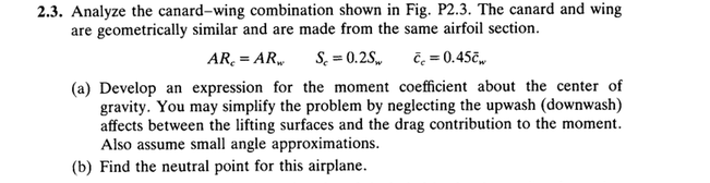 Analyze the canard-wing combination shown in Fig. | Chegg.com