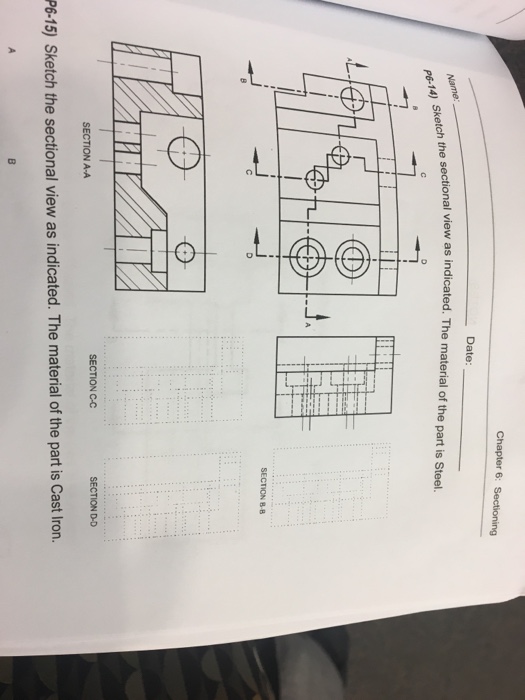 Solved Sketch the sectional view as indicated. The material | Chegg.com