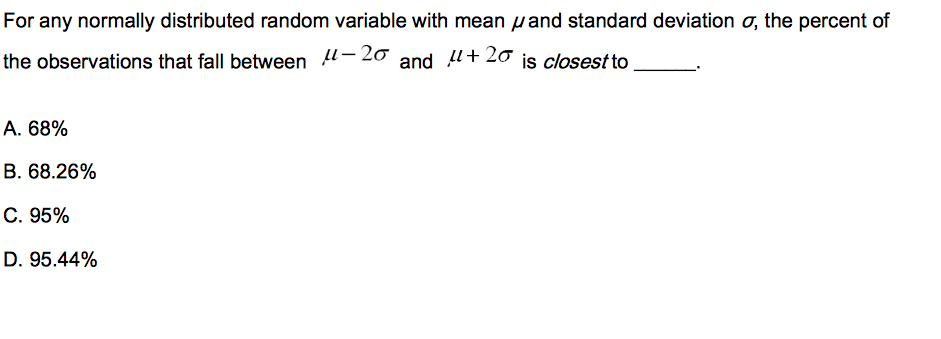 Solved For Any Normally Distributed Random Variable With