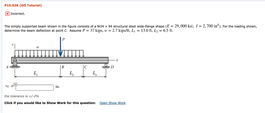 Solved P10.039 (GO Tutorial) XIncorrect. g shown, determine | Chegg.com