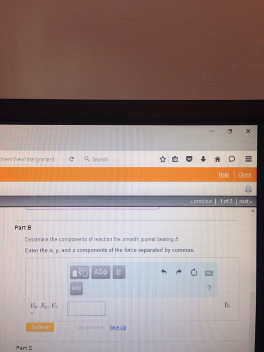 Solved pring 2016 STATICS-Lu Part A Enter the x, y and z | Chegg.com