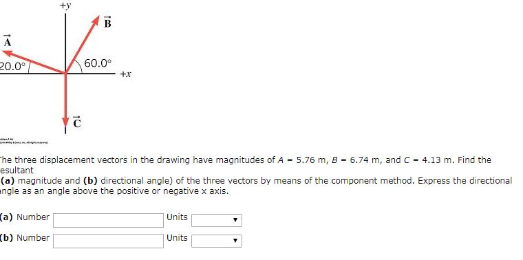 Solved The three displacement vectors in the drawing have | Chegg.com