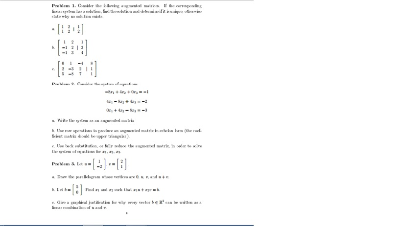 Solved Consider the following augmented matrices. If the | Chegg.com