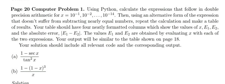 Solved Page 20 Computer Problem 1. Using Python, calculate | Chegg.com