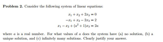 Solved Consider the following system of linear equations: | Chegg.com